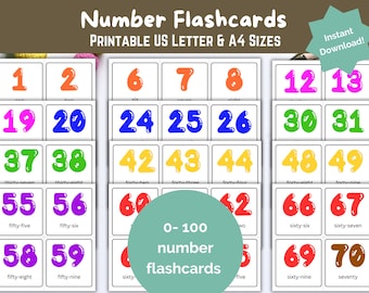 Number Flashcards 1-50 Printable - Etsy