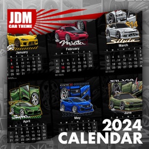 2024 Monthly Print Calendar, 2024 JDM Car Calendar, Monthly Planner ...