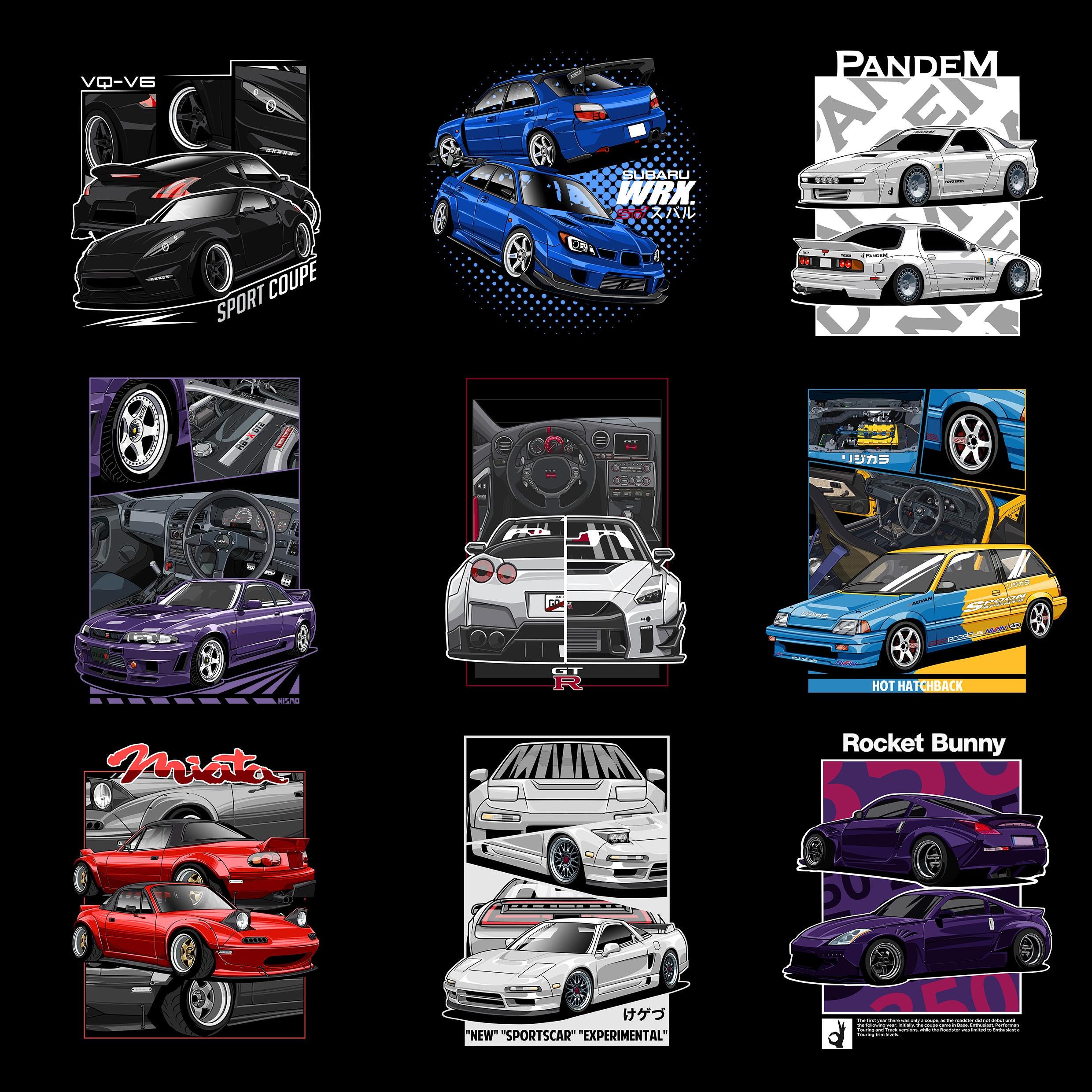 Urban Style T-shirt Design Bundle, JDM Cars Graphic, Digital SVG File ...
