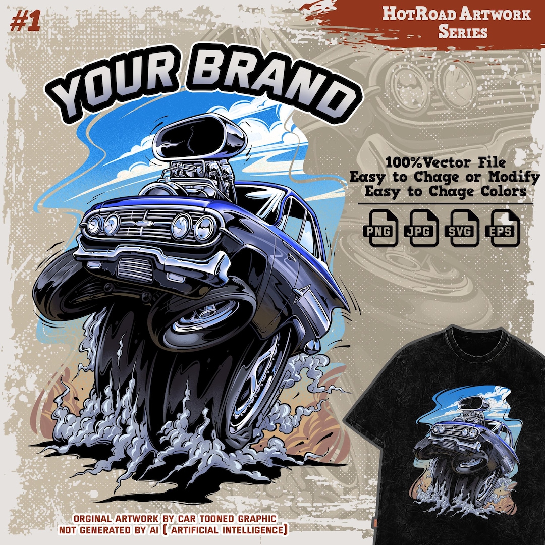 Hotroad Car Tshirt Design PNG, Vintage Car, Muscle Car, Tshirt Digital ...