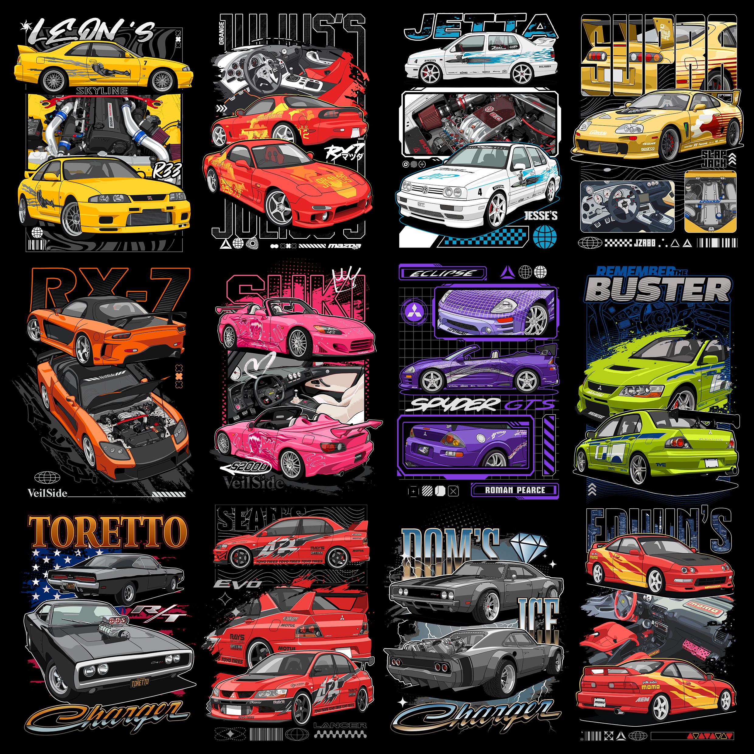Fast & Furious Inspired Car, Arturban Style T-shirt Design Bundle, JDM ...