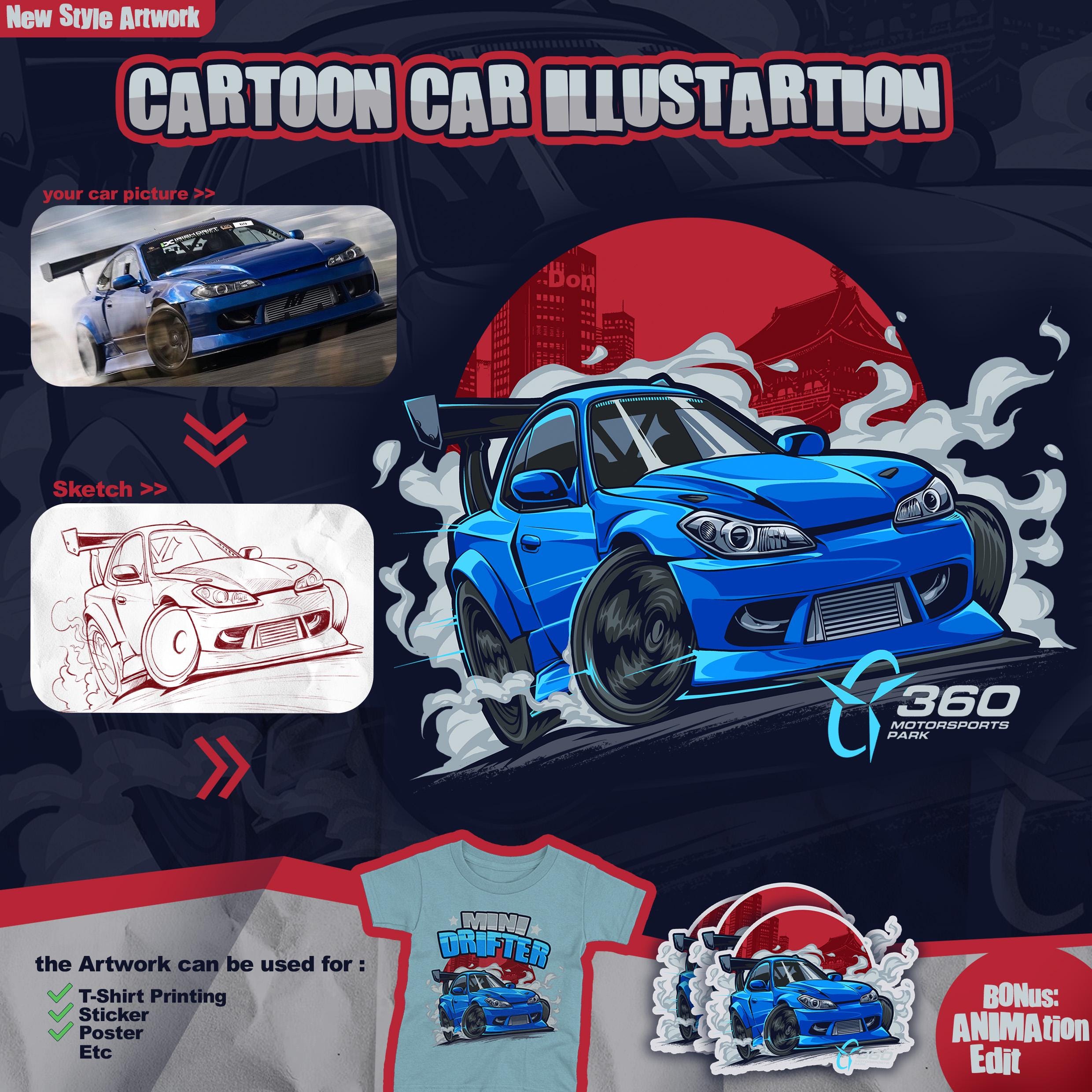Cartoon Car Illustration, Tshirt Design, Cars Graphic, Graphic Artwork ...
