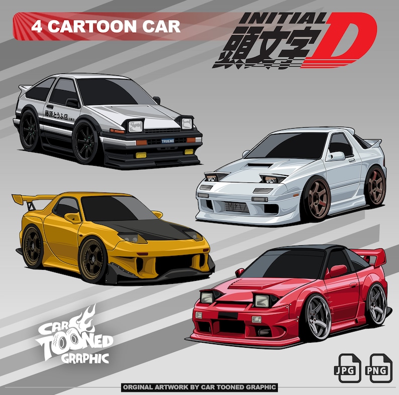 Vector Car, JDM Artwork, Graphic, Initial D, Initial D JDM, Cartoon Car ...