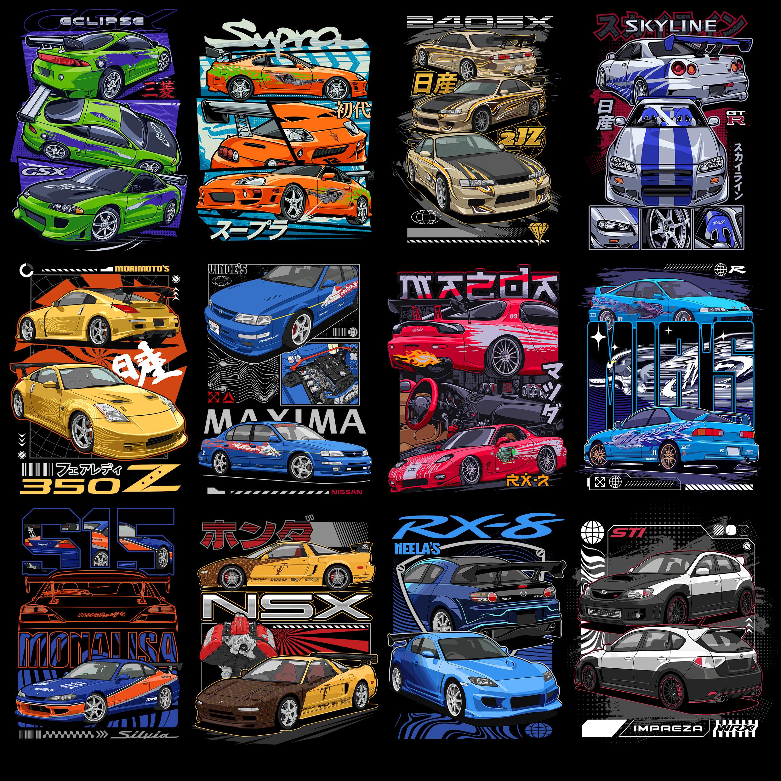 Fast & Furious Inspired Car, Arturban Style T-shirt Design Bundle, JDM ...