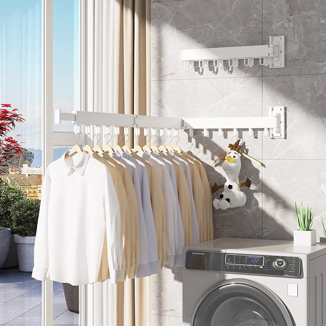 Wall Mounted Trifold Clothes Drying Rack Retractable Dryer - Etsy
