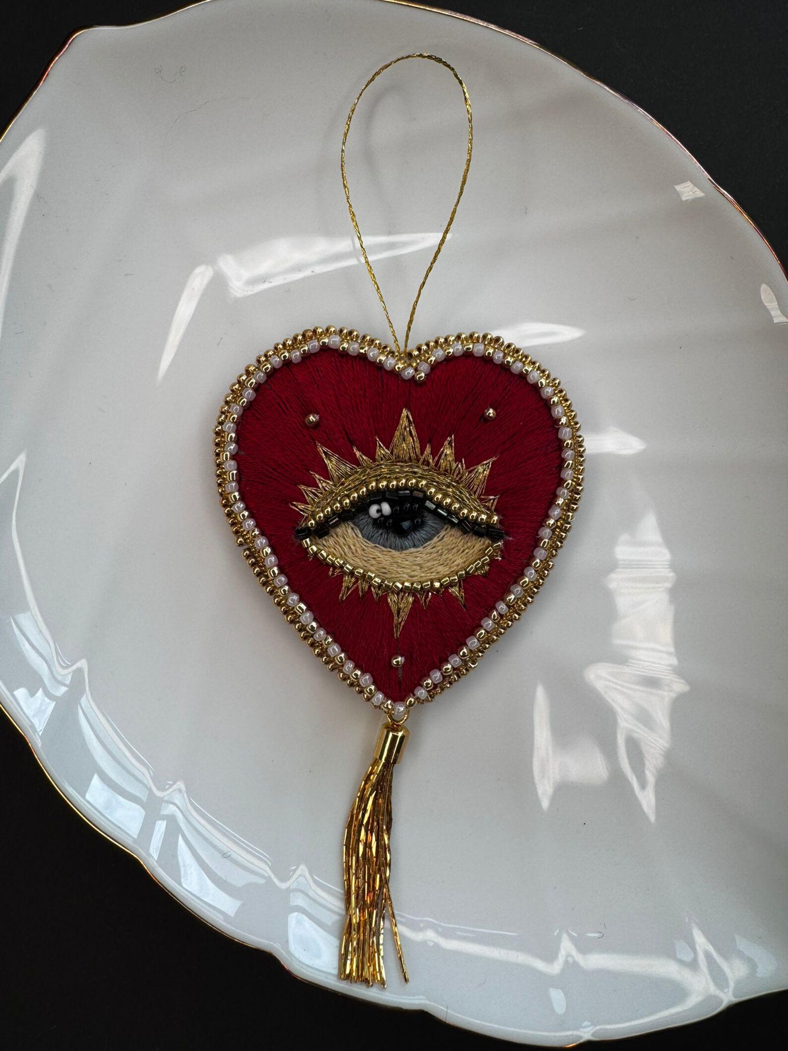 Embroidered All See Eye in Heart Wall Hanging - Etsy