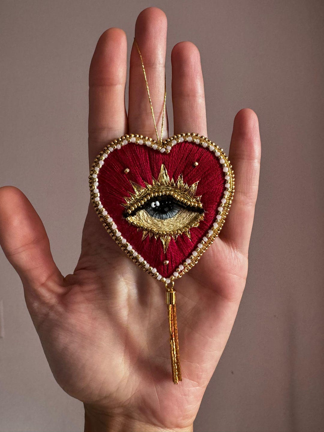 Embroidered All See Eye in Heart Wall Hanging - Etsy