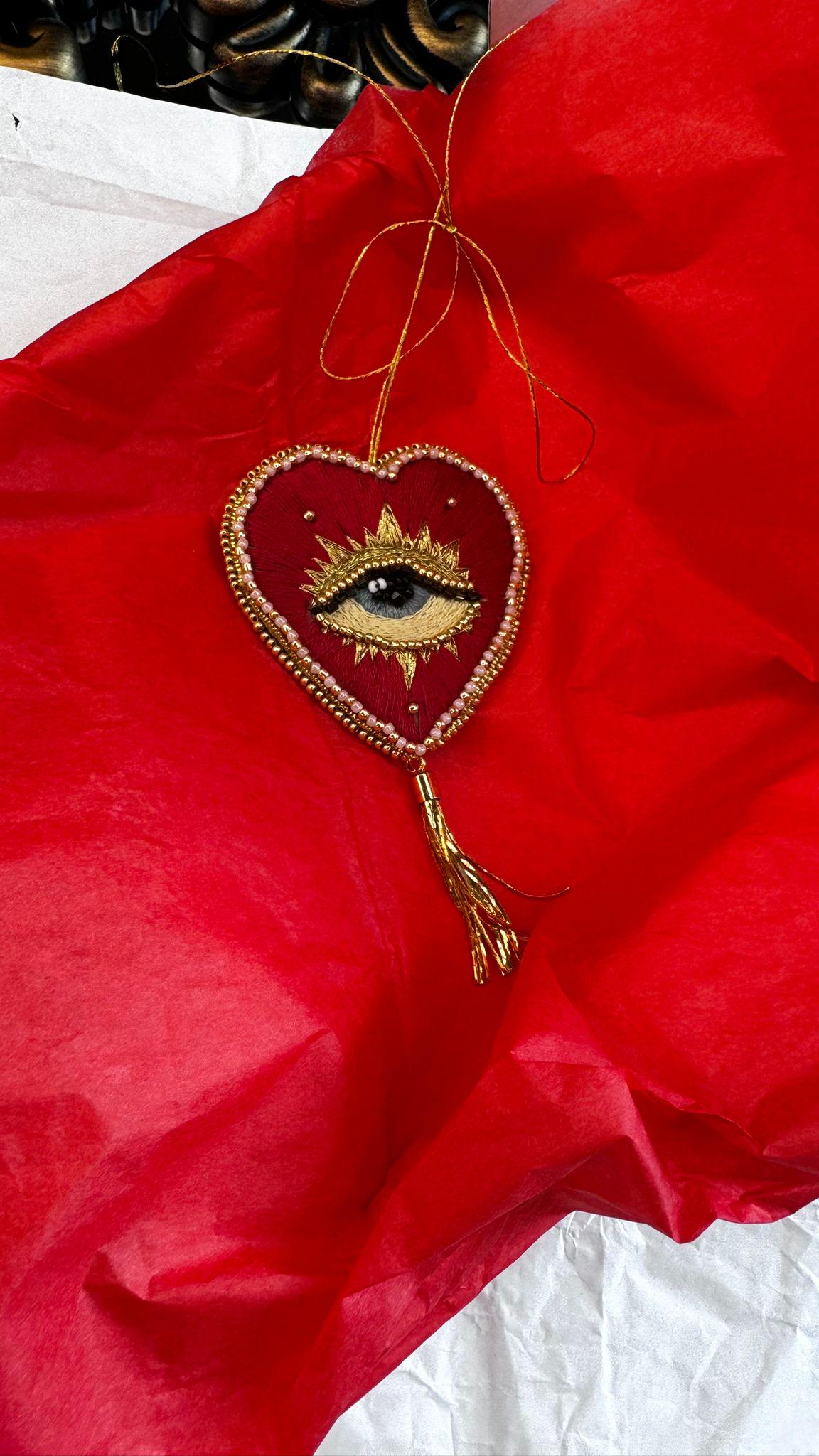 Embroidered All See Eye in Heart Wall Hanging - Etsy