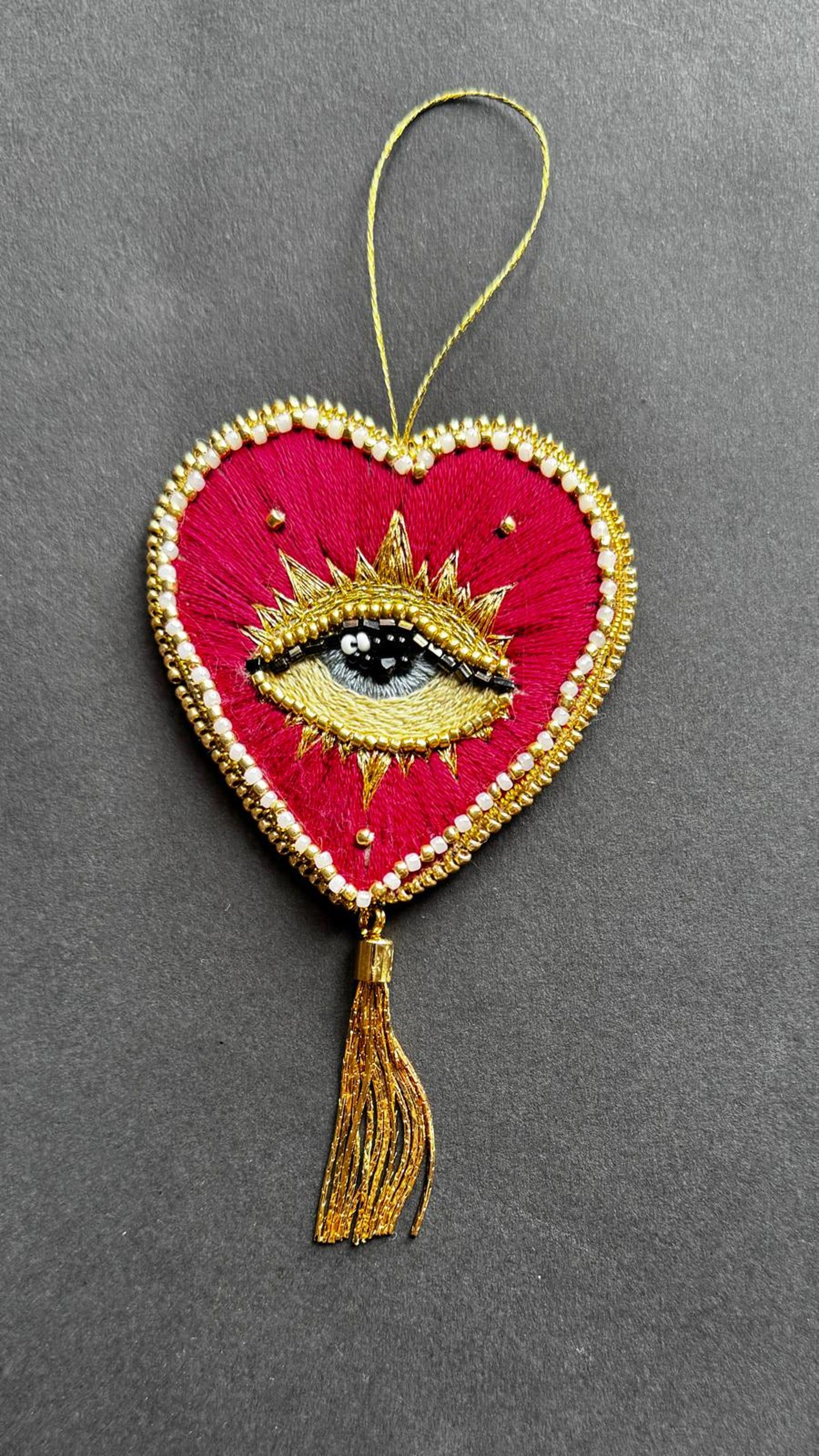 Embroidered All See Eye in Heart Wall Hanging - Etsy