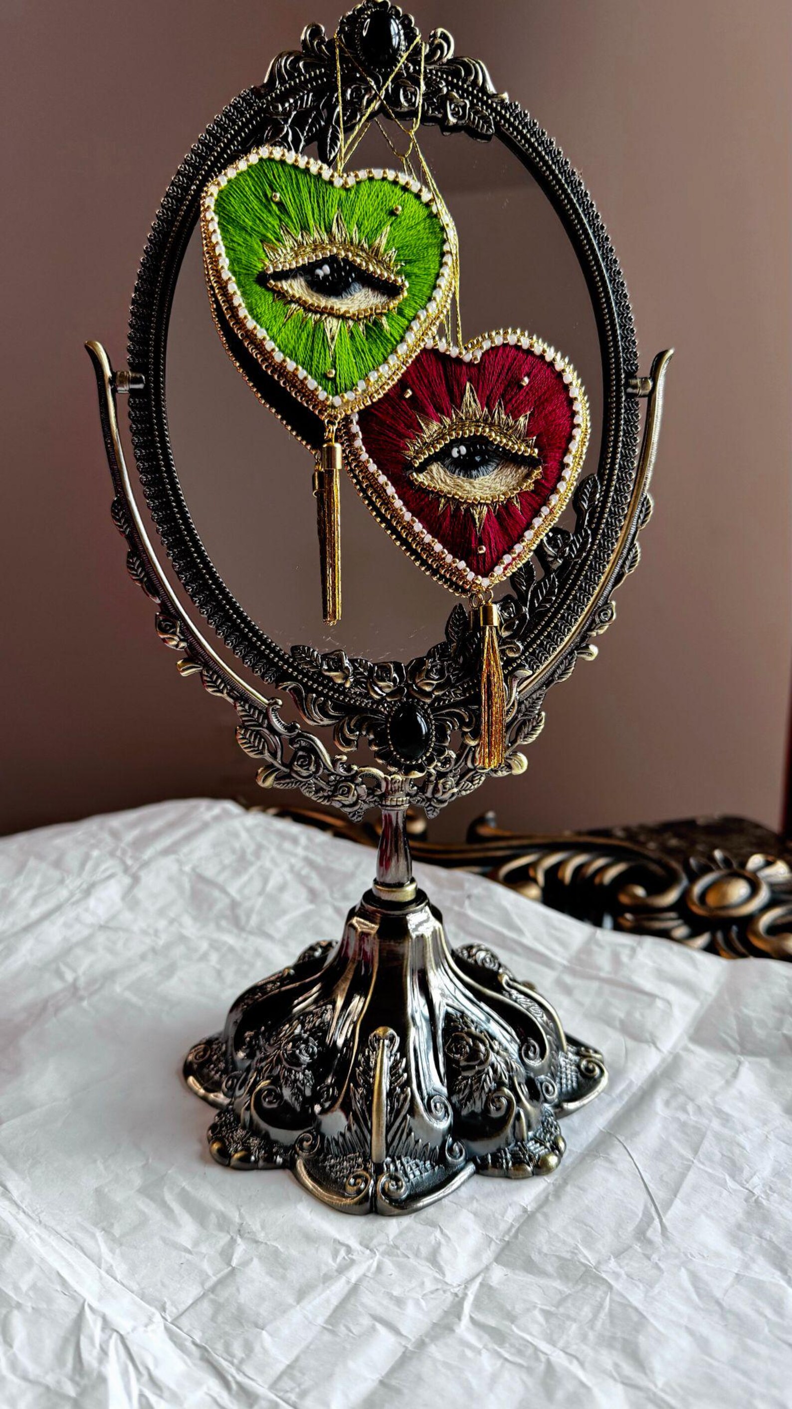 Embroidered All See Eye in Heart Wall Hanging - Etsy