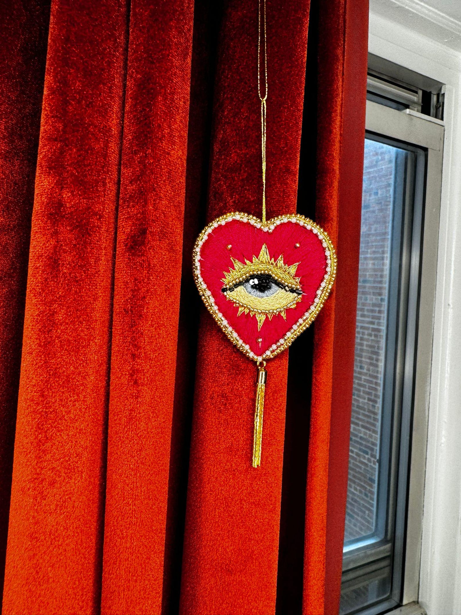 Embroidered All See Eye in Heart Wall Hanging - Etsy