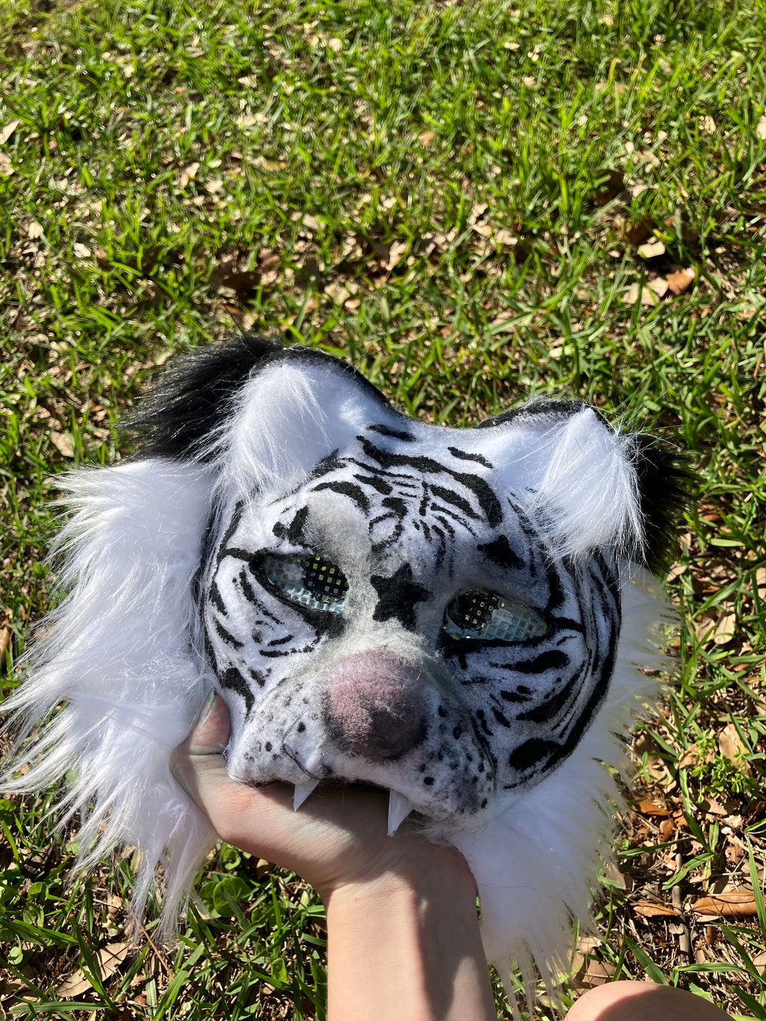 White Tiger Fanged Therian Mask - Etsy