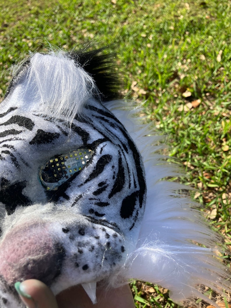 White Tiger Fanged Therian Mask - Etsy