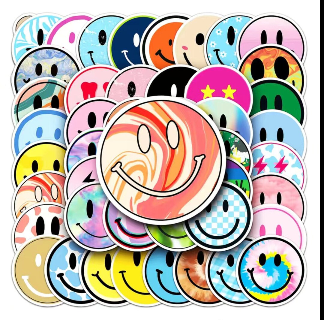 Smiley Faces Vinyl Stickers / Cute Aesthetic Preppy Stickers - Etsy