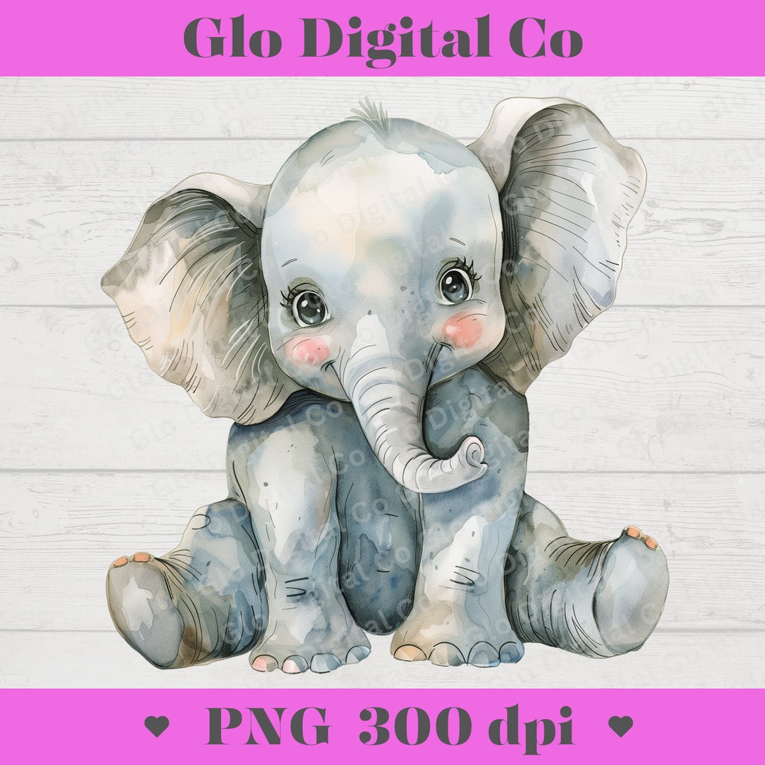 Elephant PNG, Cute Clipart, Sublimation Animals Designs, Digital ...