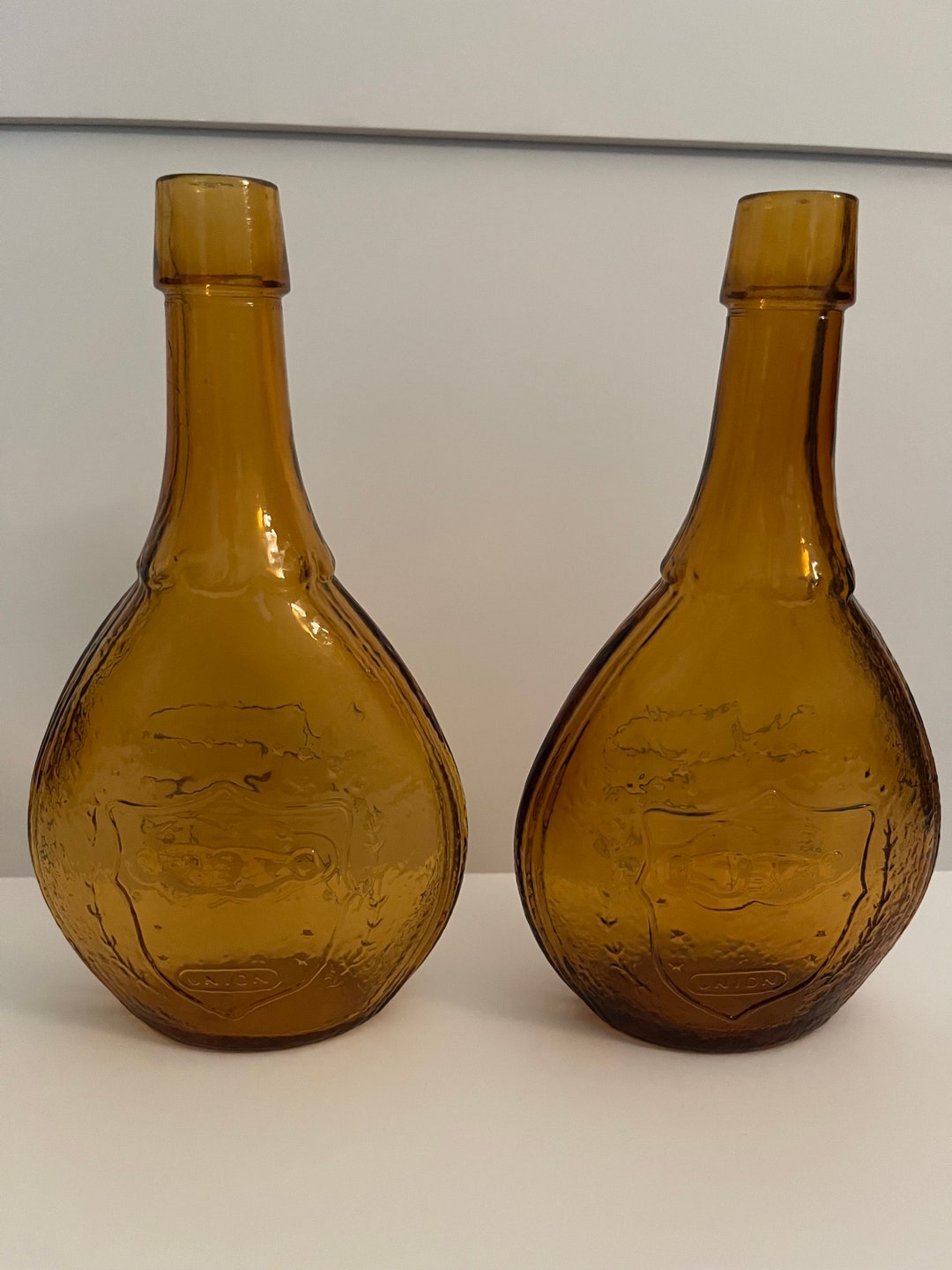 Vintage Wheaton Amber Glass Bottles- Set of 2. - Etsy
