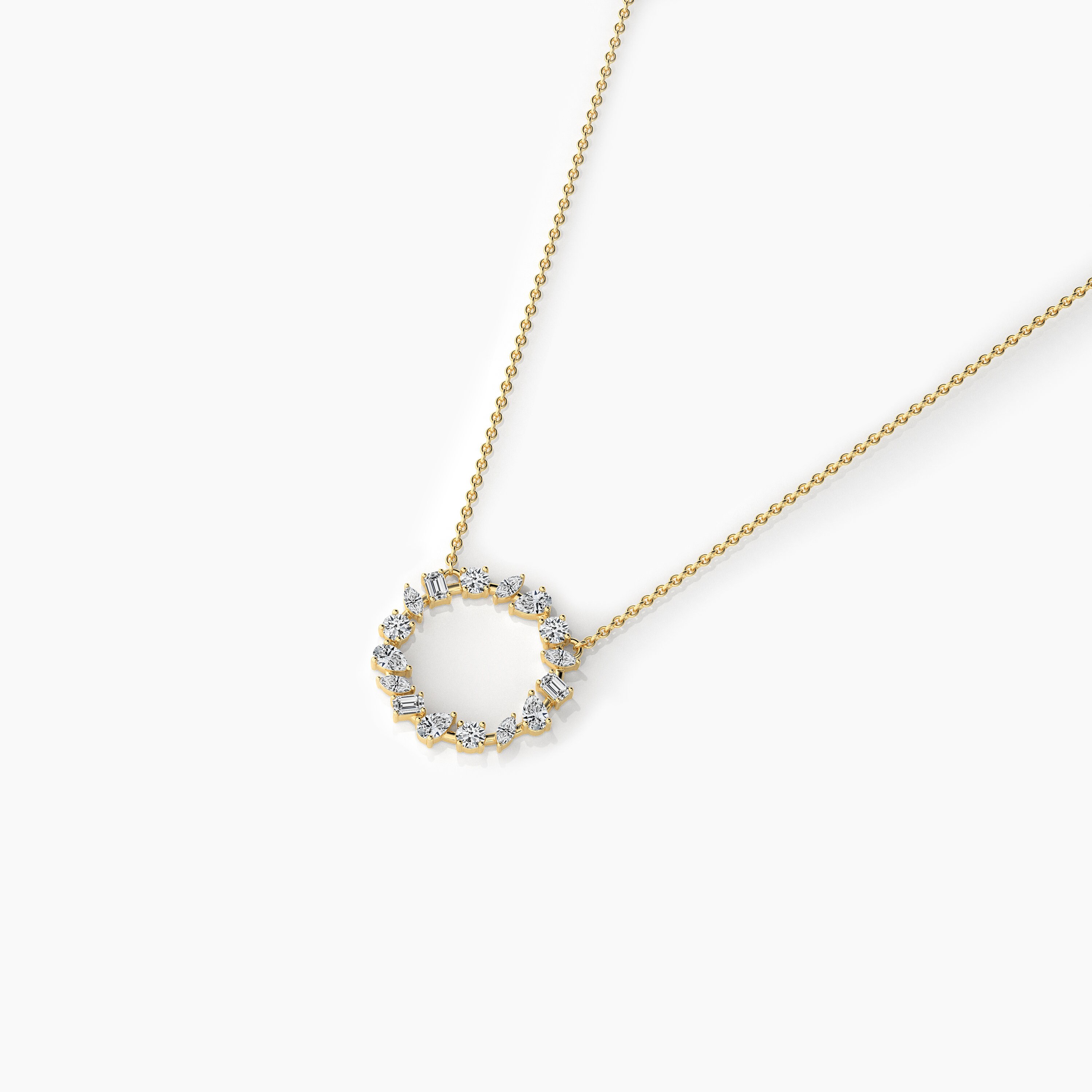 14k, 18k Gold Multi Shaped Lab-grown Diamond Necklaces for Women ...