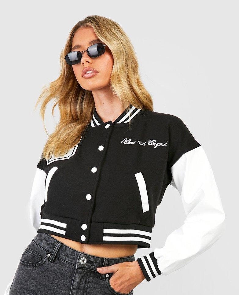 Crop Top Varsity Jacket custom Varsity Ladies Jacket With Embroidery/chenille Patches, baseball ...