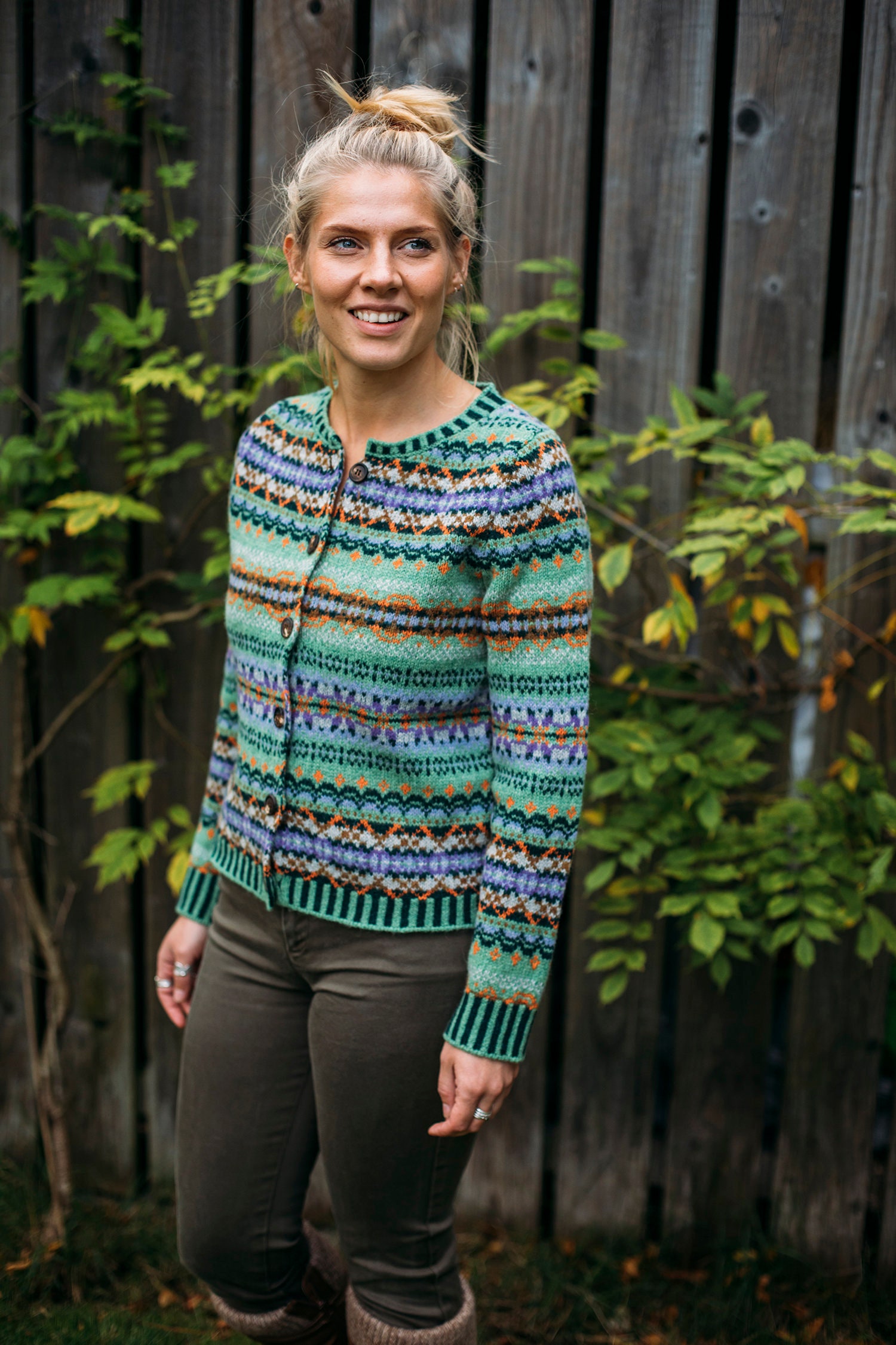 Fairisle Westray Cardigan by Eribe in Meadow Colour 100% Shetland Wool ...