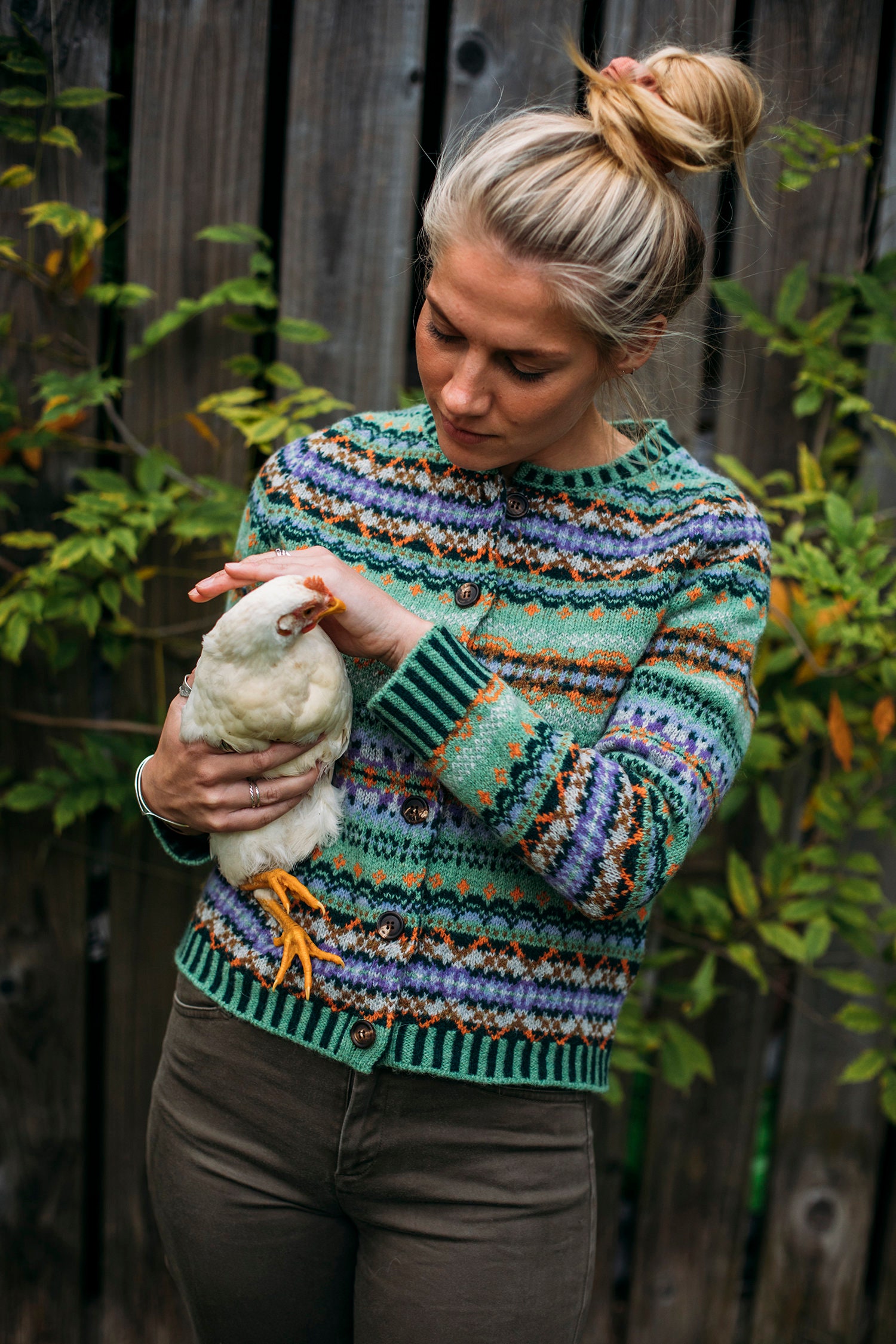 Fairisle Westray Cardigan by Eribe in Meadow Colour 100% Shetland Wool ...