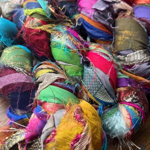 20 Meters Vintage Recycled Sari Ribbon Yarn Skein 100gm Each One is ...