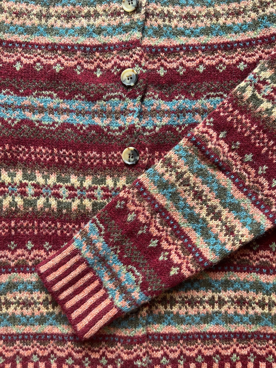 Fairisle Westray Cardigan by Eribe in Aphrodite Colour 100% - Etsy UK