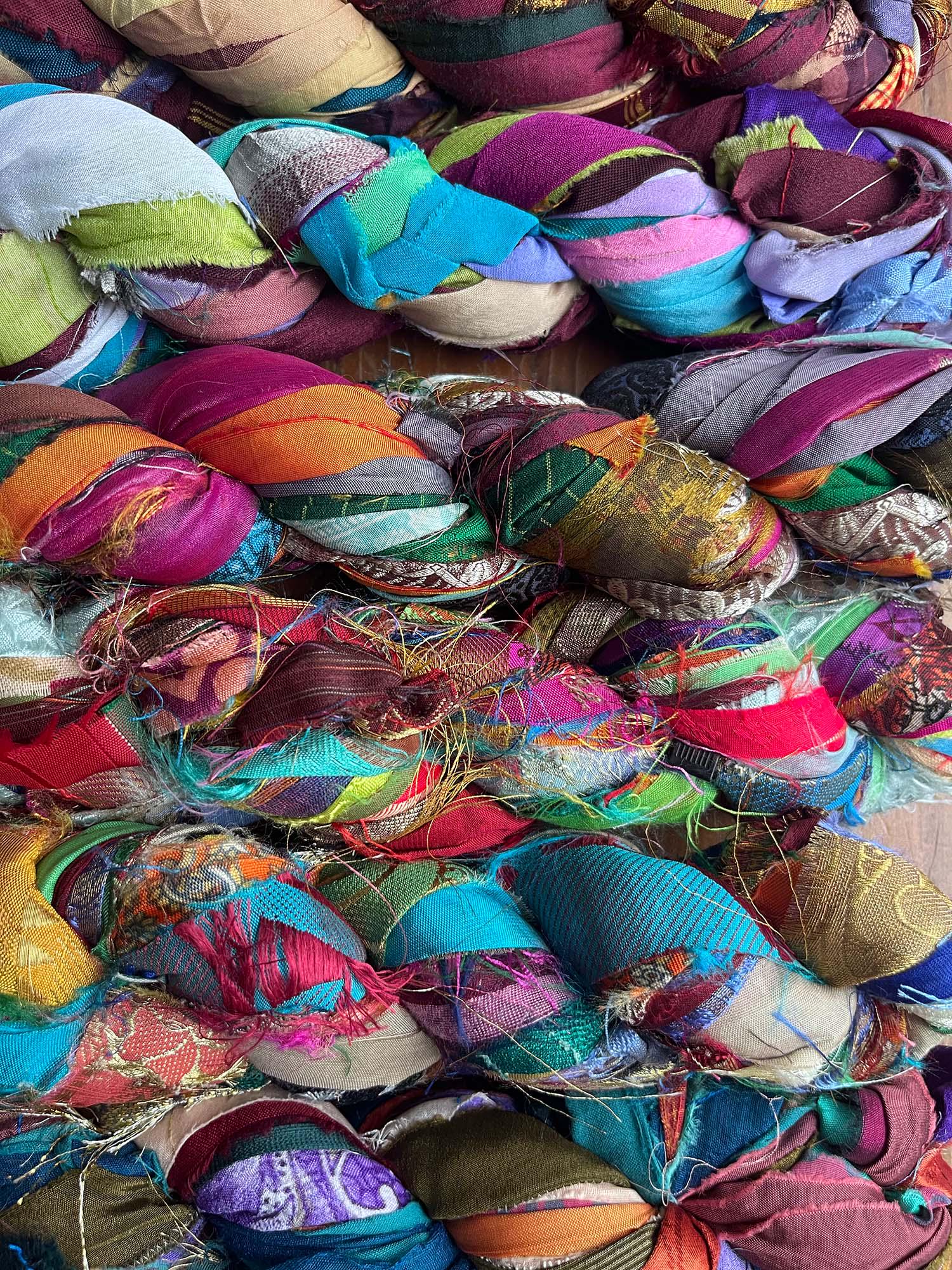 20 Meters Vintage Recycled Sari Ribbon Yarn Skein 100gm Each One is ...