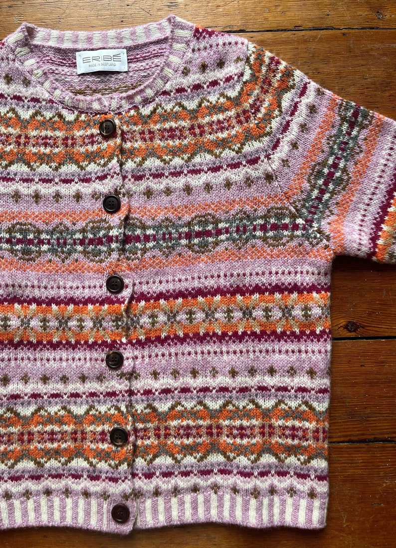 Fairisle Westray Cardigan by Eribe in Orange Burst Colour 100% Shetland ...