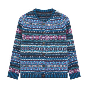Fairisle Westray Cardigan by Eribe in Midnight Colour 100% Shetland ...