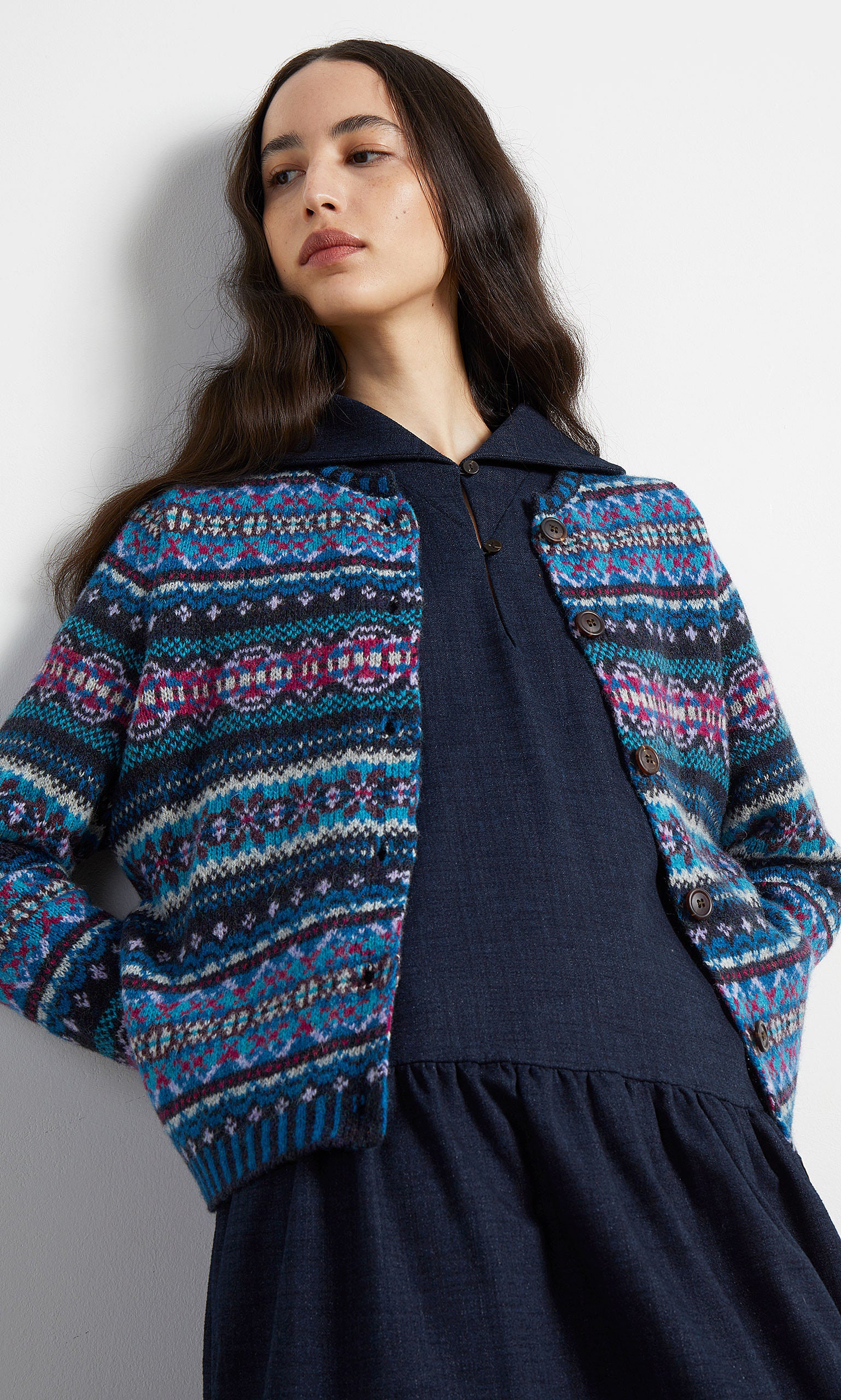 Fairisle Westray Cardigan by Eribe in Midnight Colour 100% Shetland ...