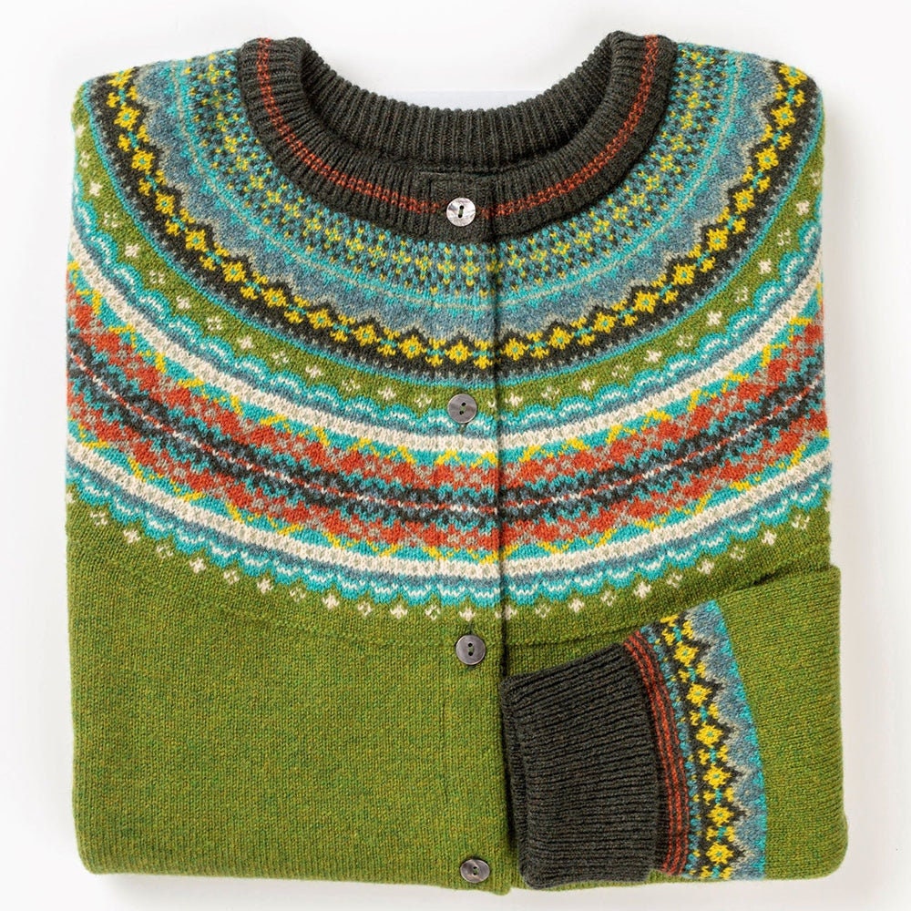 Alpine Cardigan by Eribe in Moss 96% Lambswool With Angora Fairisle - Etsy