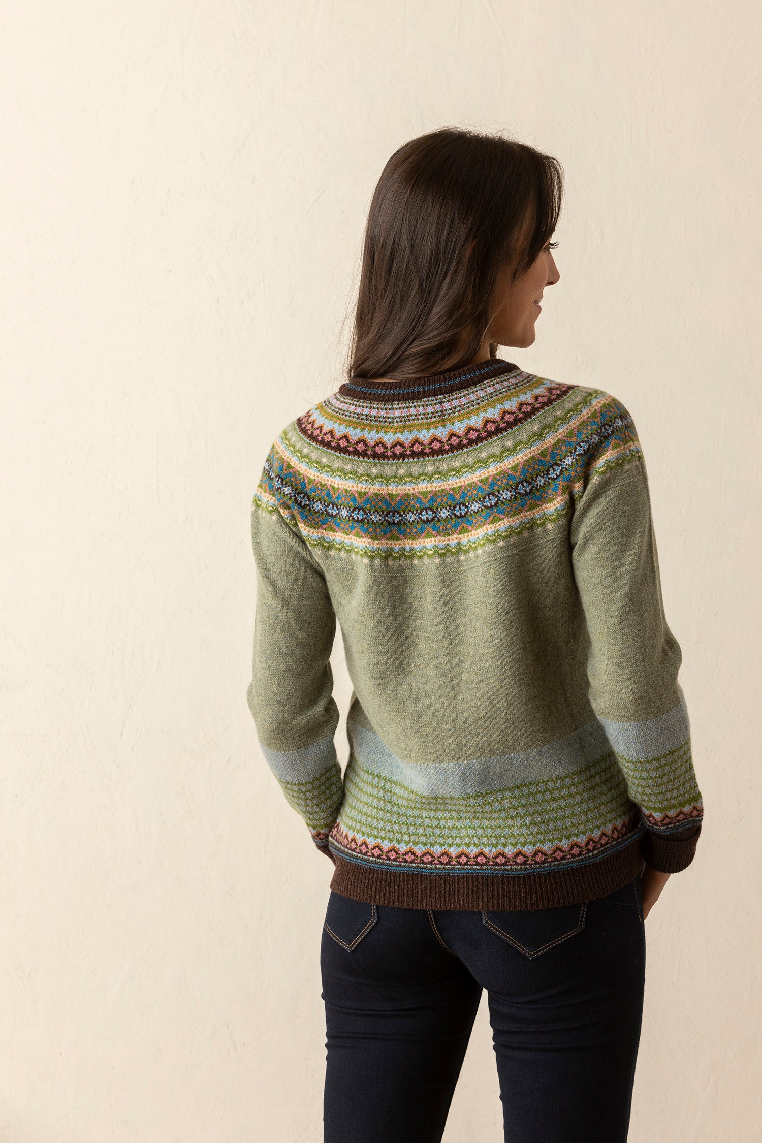 Alpine Cardigan by Eribe in Willow 96% Lambswool With Angora Fairisle ...