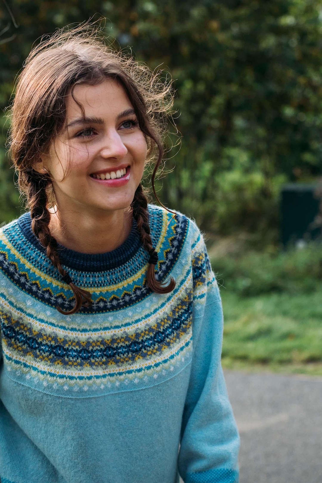 Alpine Short Sweater by Eribe in Mermaid 100% Lambswool Fairisle Short ...