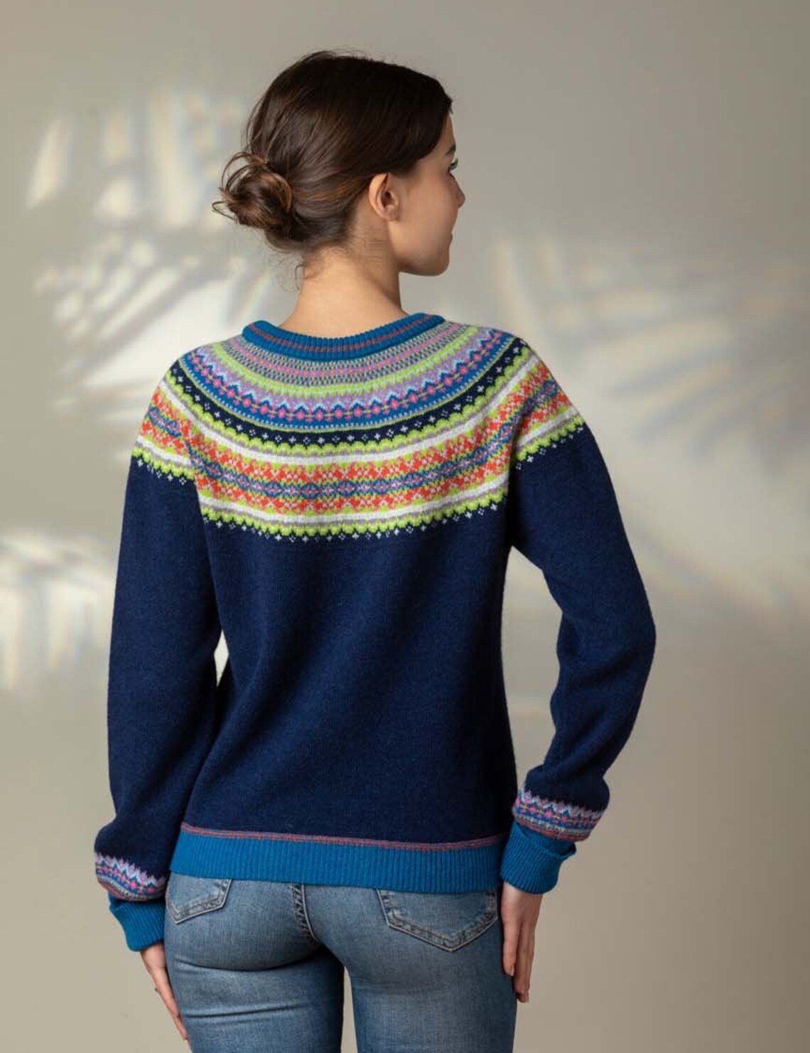 Alpine Short Sweater by Eribe in Aurora 100% Lambswool Fairisle Short ...