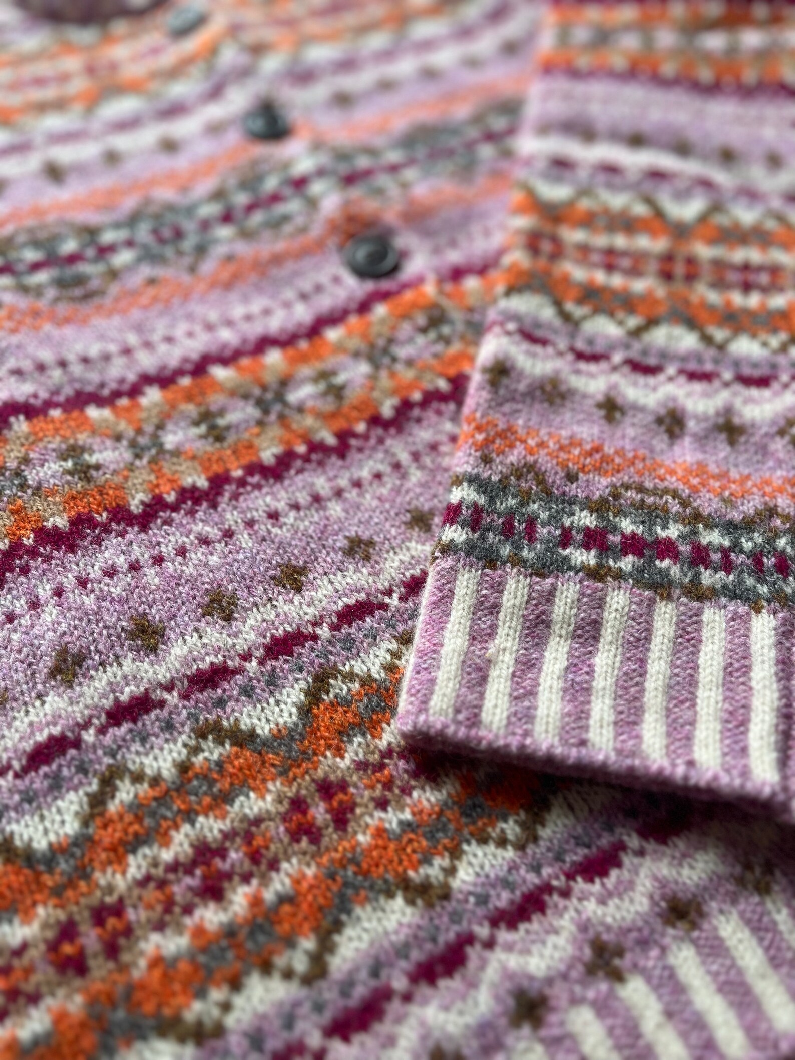 Fairisle Westray Cardigan by Eribe in Orange Burst Colour 100% Shetland ...