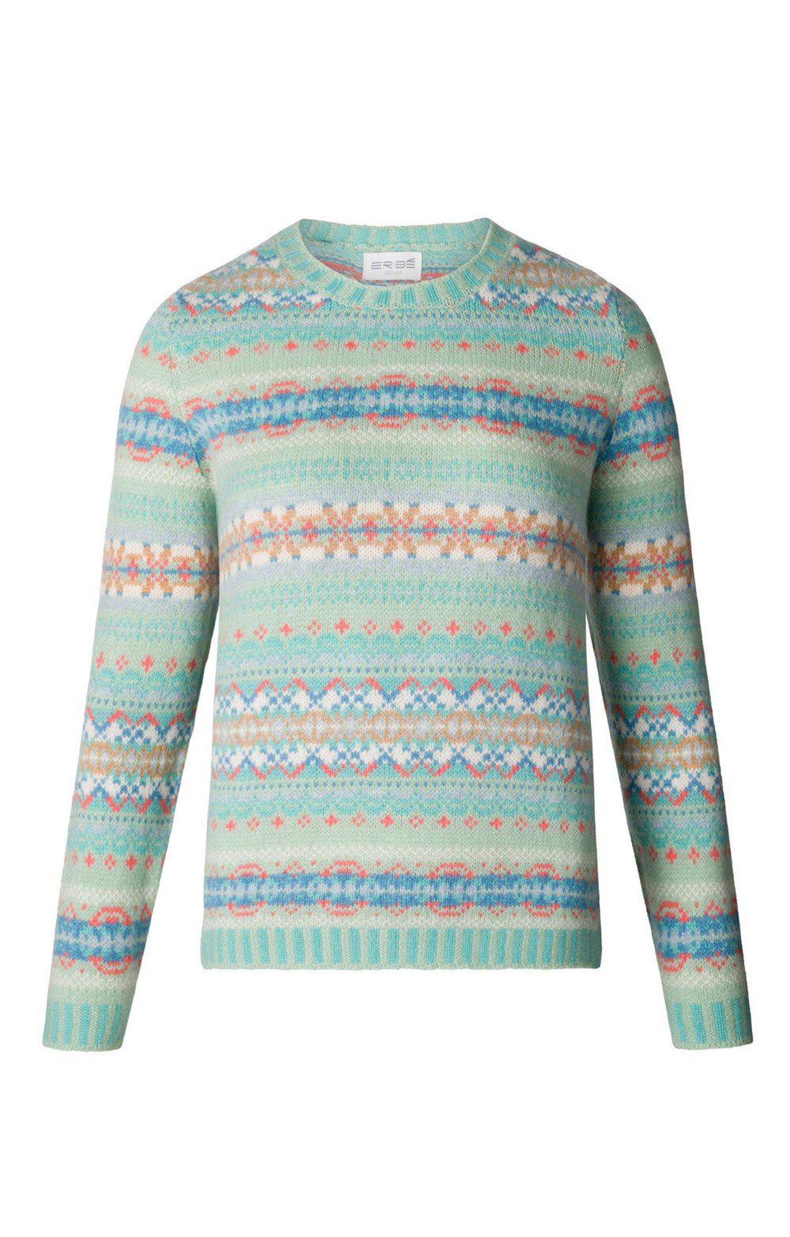 Fairisle Kinross Sweater by Eribe in Opal Colour 100% Super Soft Merino ...