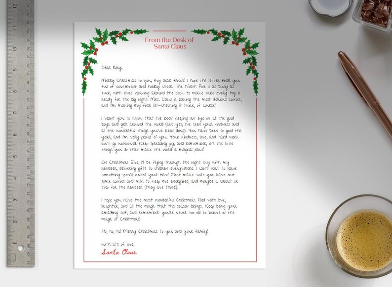 Customizable Santa Letter Template: Editable Christmas Printable (canva ...