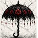 10+ Gothic Umbrella With Blood Red Roses Clipart, Goth Gothcore Emo ...