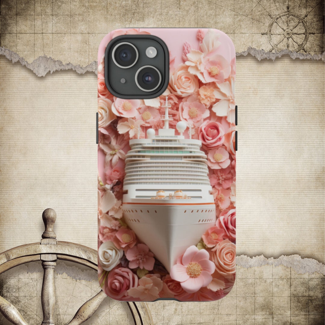 Romantic iPhone Case: Cruise Themed 3D Ivory Ship in a Sea of Pink ...