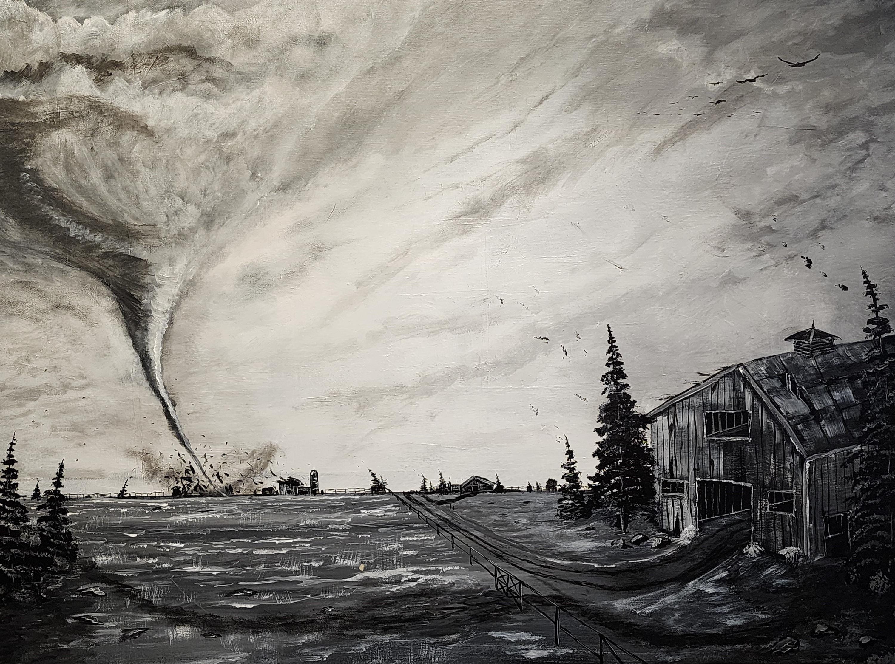 Tornado Painting Large ORIGINAL 40 in Wide X 29 1/2 in Tall hand ...