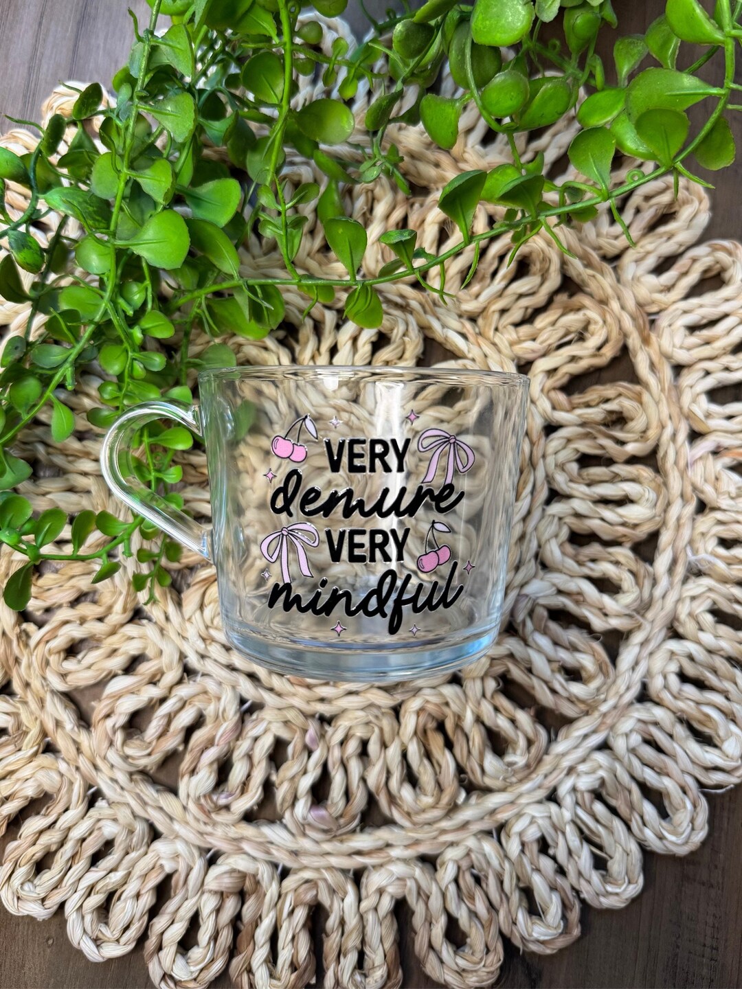 Very Demure, Very Mindful Mug Clear Glass Mug - Etsy