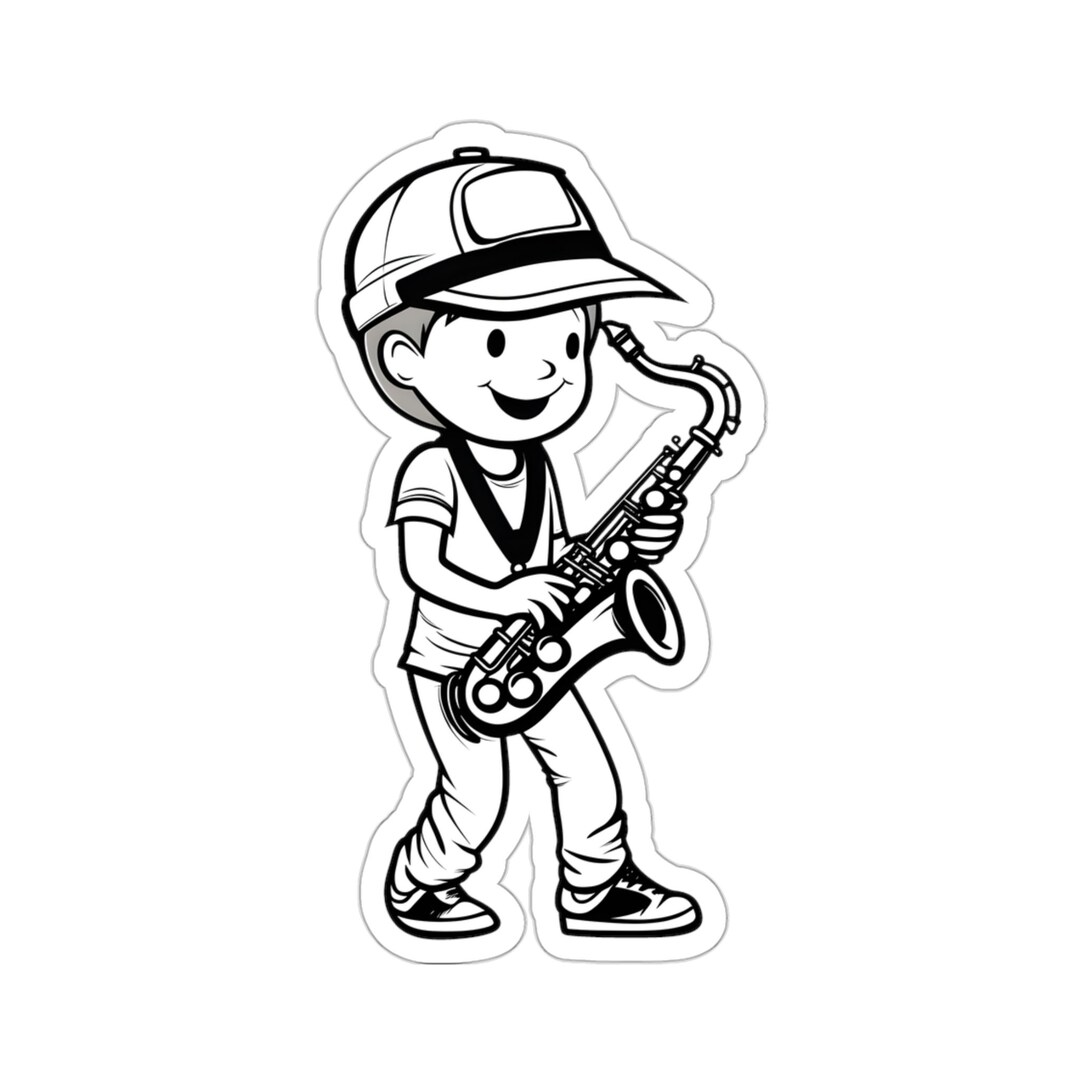 Sax Club Hat Kiss-cut Stickers, Awesome Saxophone Sticker for Marking ...