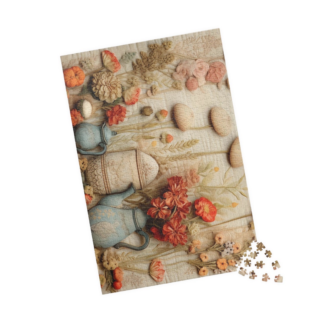 Beige Floral With Teapot Puzzle 1014-piece - Etsy