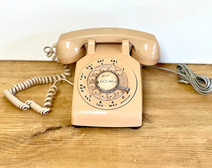Vintage Telephone, Rotary Dial Phone From 1970's, Beige, Fully ...