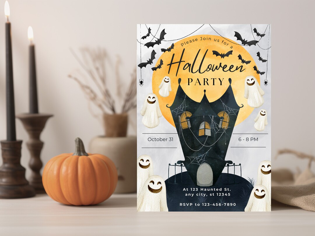 PRINTABLE Halloween Party Invitation, Editable Digital Invite, Canva ...