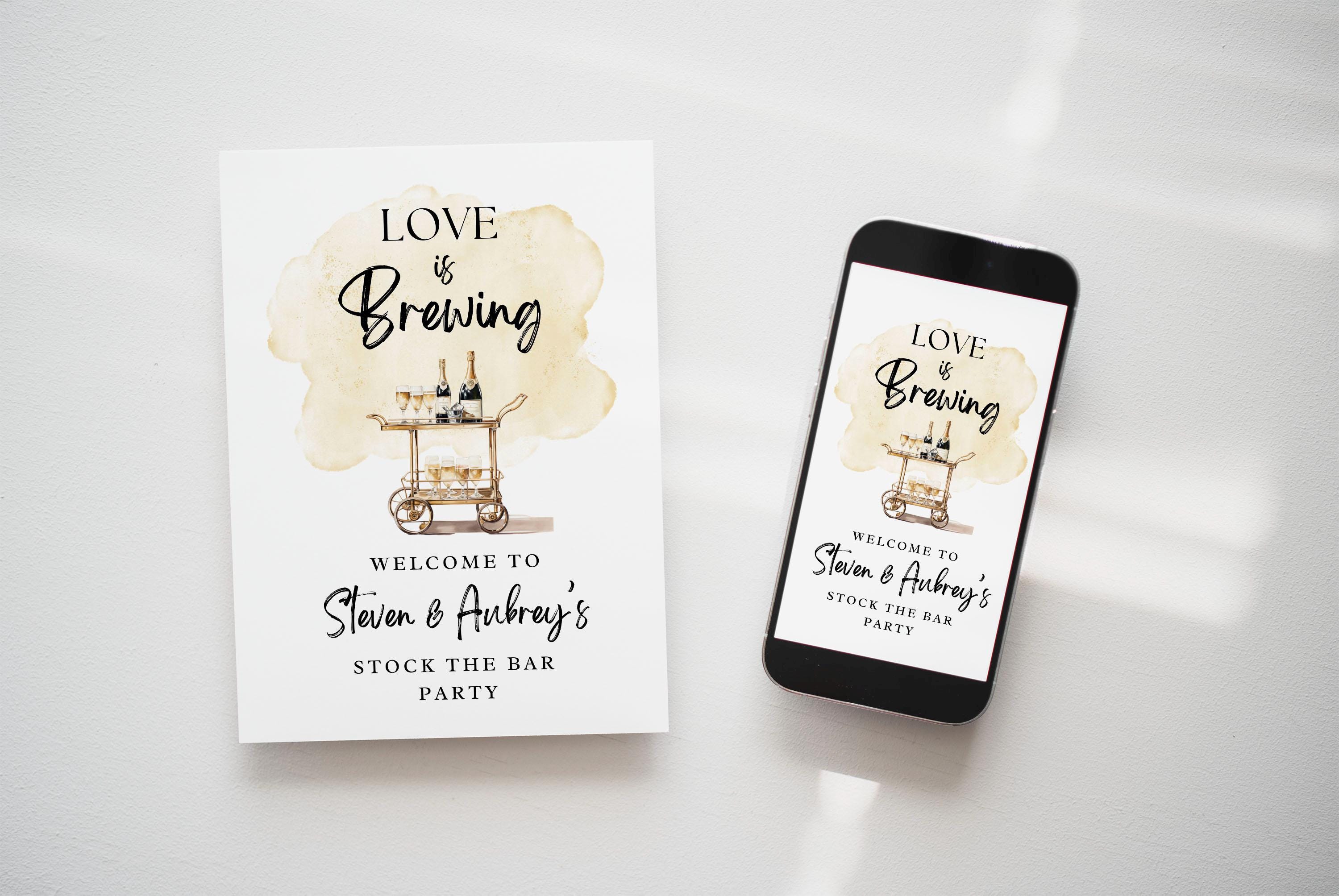 Stock the Bar 5x7 Invitation, Couples Shower, Bar Cart, Engagement ...