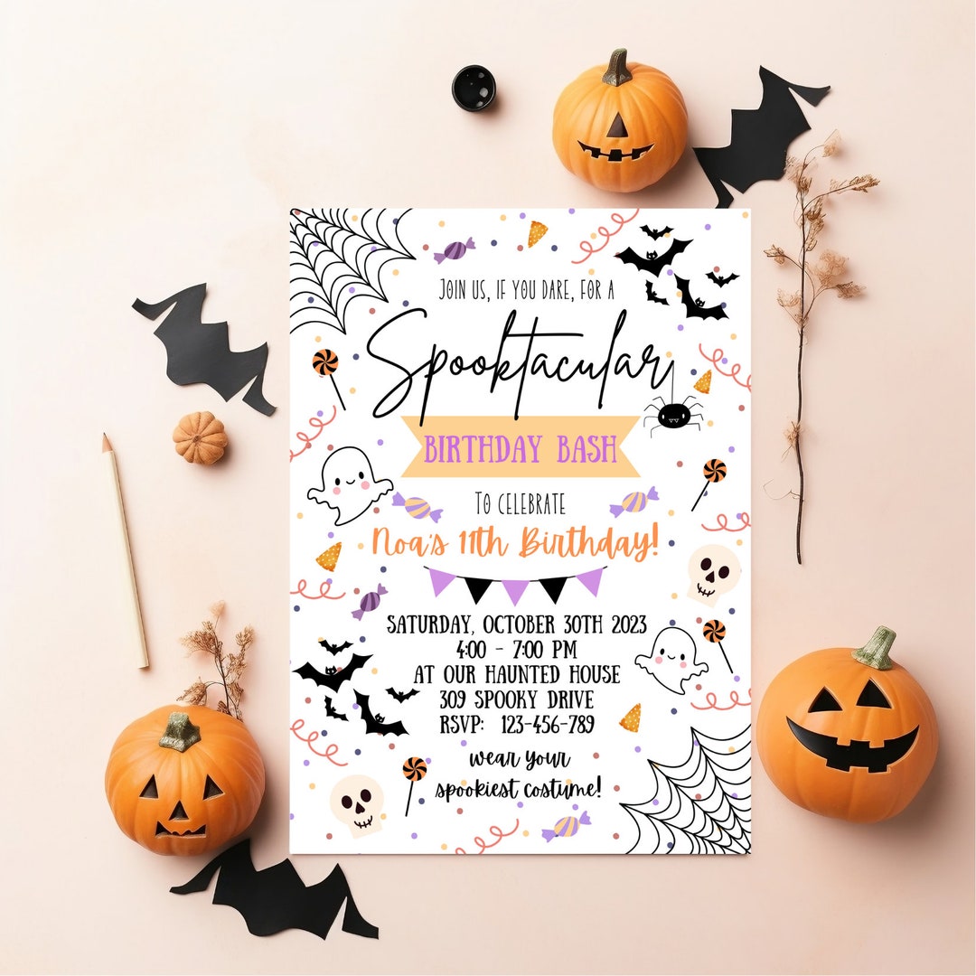 Spooktacular Birthday Invitation, Printable & Digital Invite, EDITABLE ...