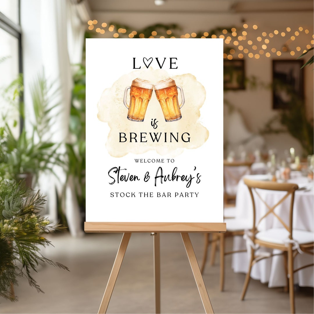 Stock the Bar Welcome Sign Couples Shower Beer Theme Minimalist Wedding ...
