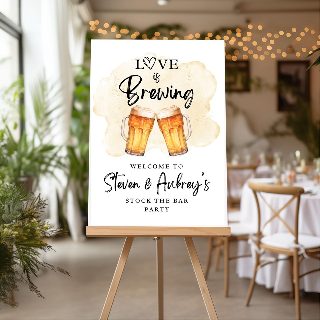 Stock the Bar Welcome Sign | Couples Shower Beer Theme | Minimalist ...