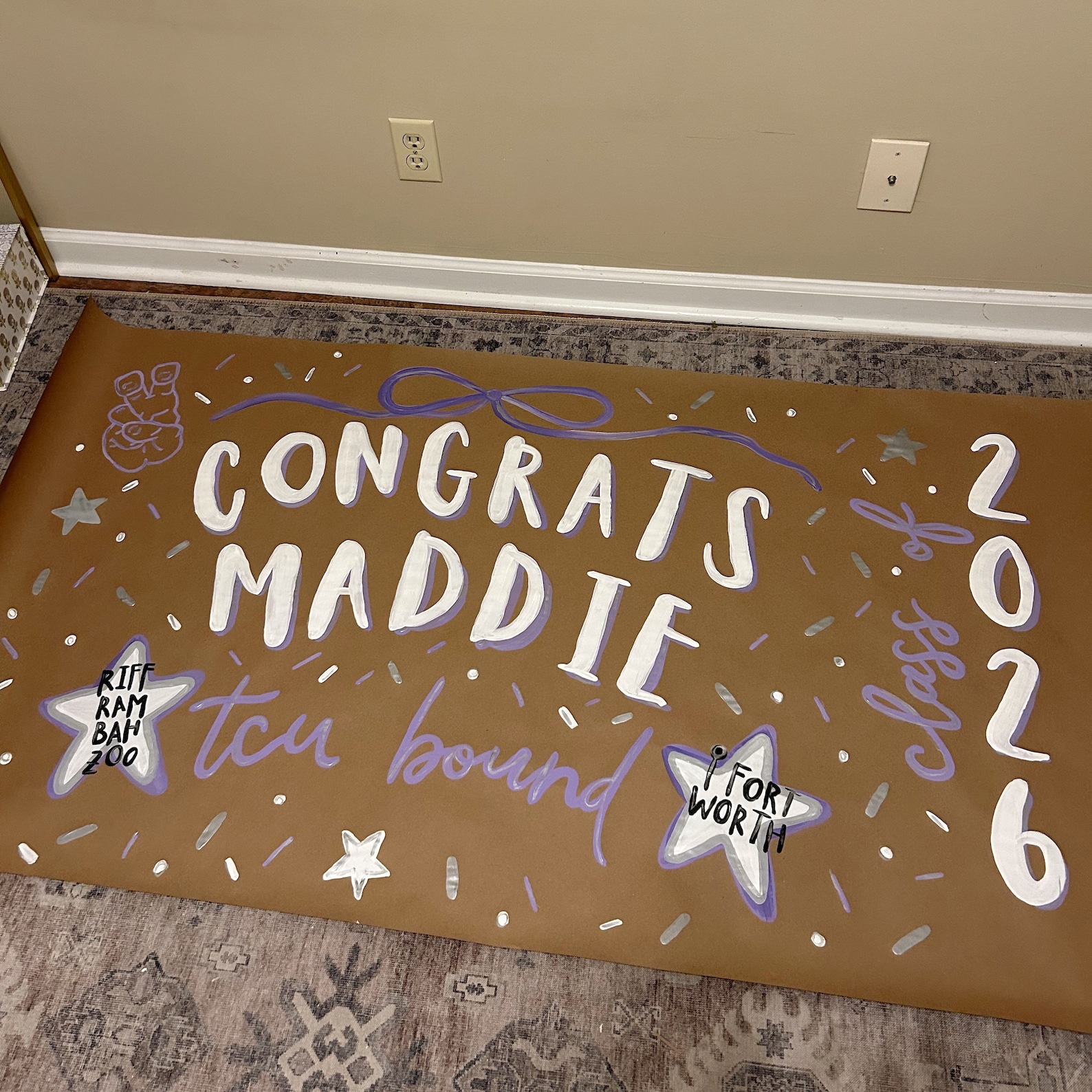Hand Painted Custom Graduation Party Banner on Brown Paper - Party Sign ...
